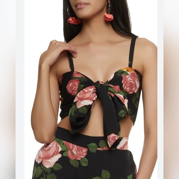 Jolie & Joy by FCT With Love | Tops | Jolie Joy Floral Tie Front Crop Cami Nwt Szl Smocked ...